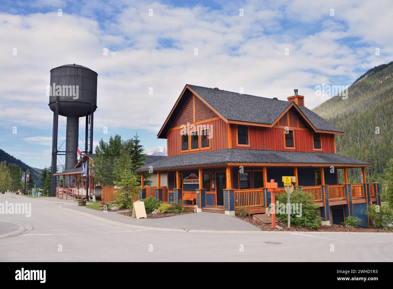Old Canadian Pacific Railway water tower and Fireweed Hotel, Field ...