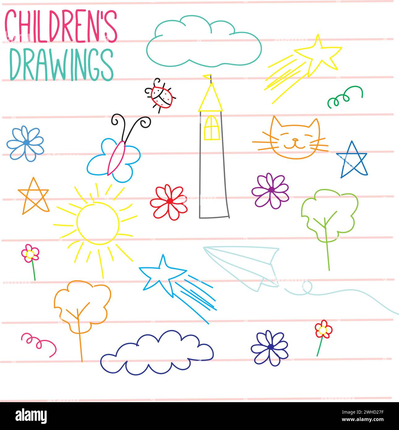 Cute hand draw school doodles hi-res stock photography and images - Alamy
