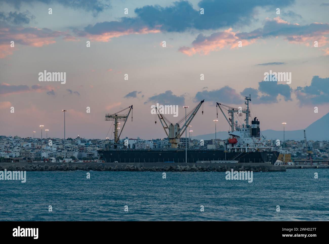 A picture of the Sunny Faith cargo ship at the Heraklion Port, at ...