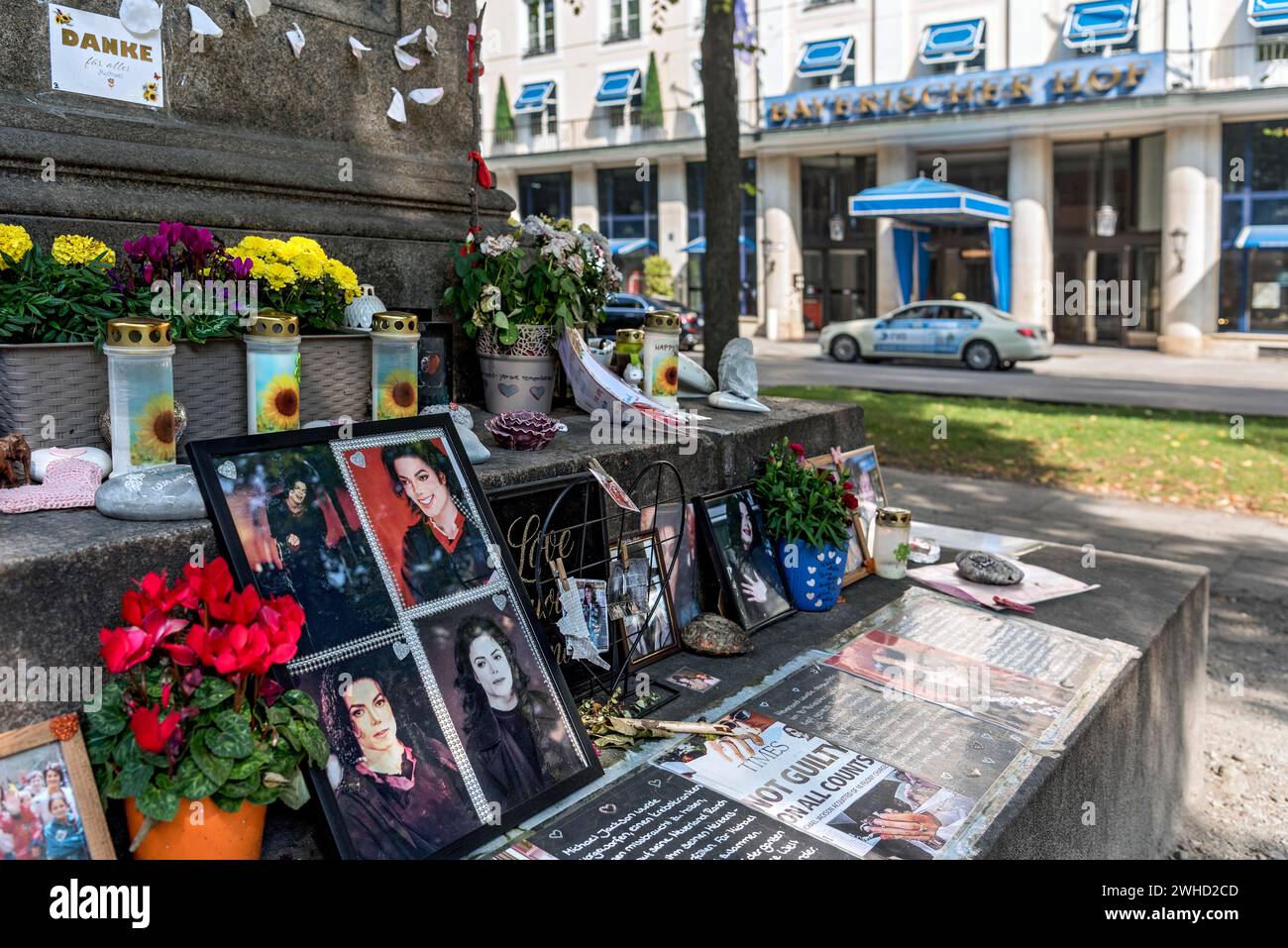Pictures, hearts, flowers at cult site in memory of pop singer Michael ...