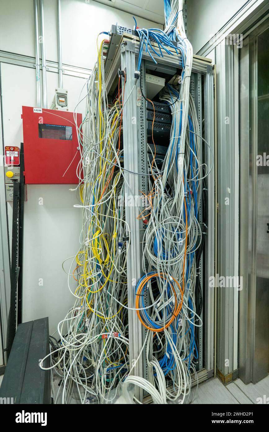 Server Room Labyrinth A Tangle of Wires and Technology Stock Photo - Alamy