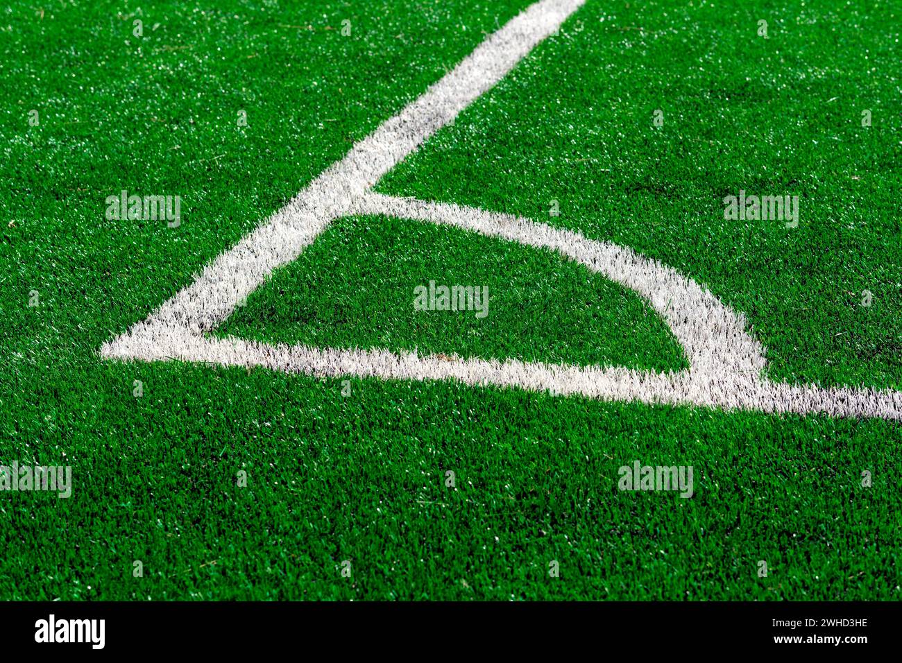 soccer field markings. football field. corner green grass field for soccer . Artificial turf ...