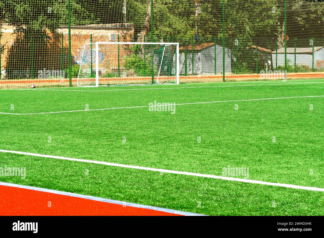 soccer gates. Football goal at the stadium. Football field with ...