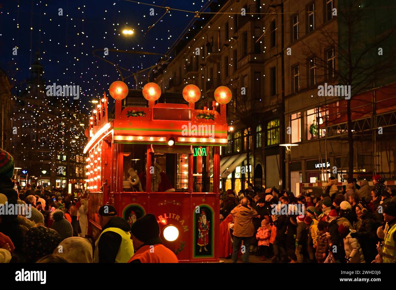 St. Nicholas parade or Chlaus parade with Maerlitram along ...