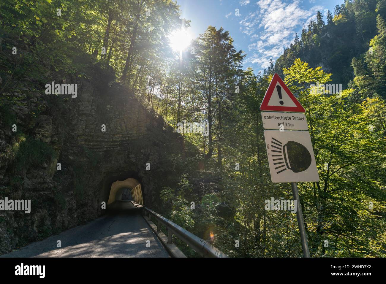 Mountain village Ebnit, municipality Dornbirn, tunnel, valley Ebniter ...