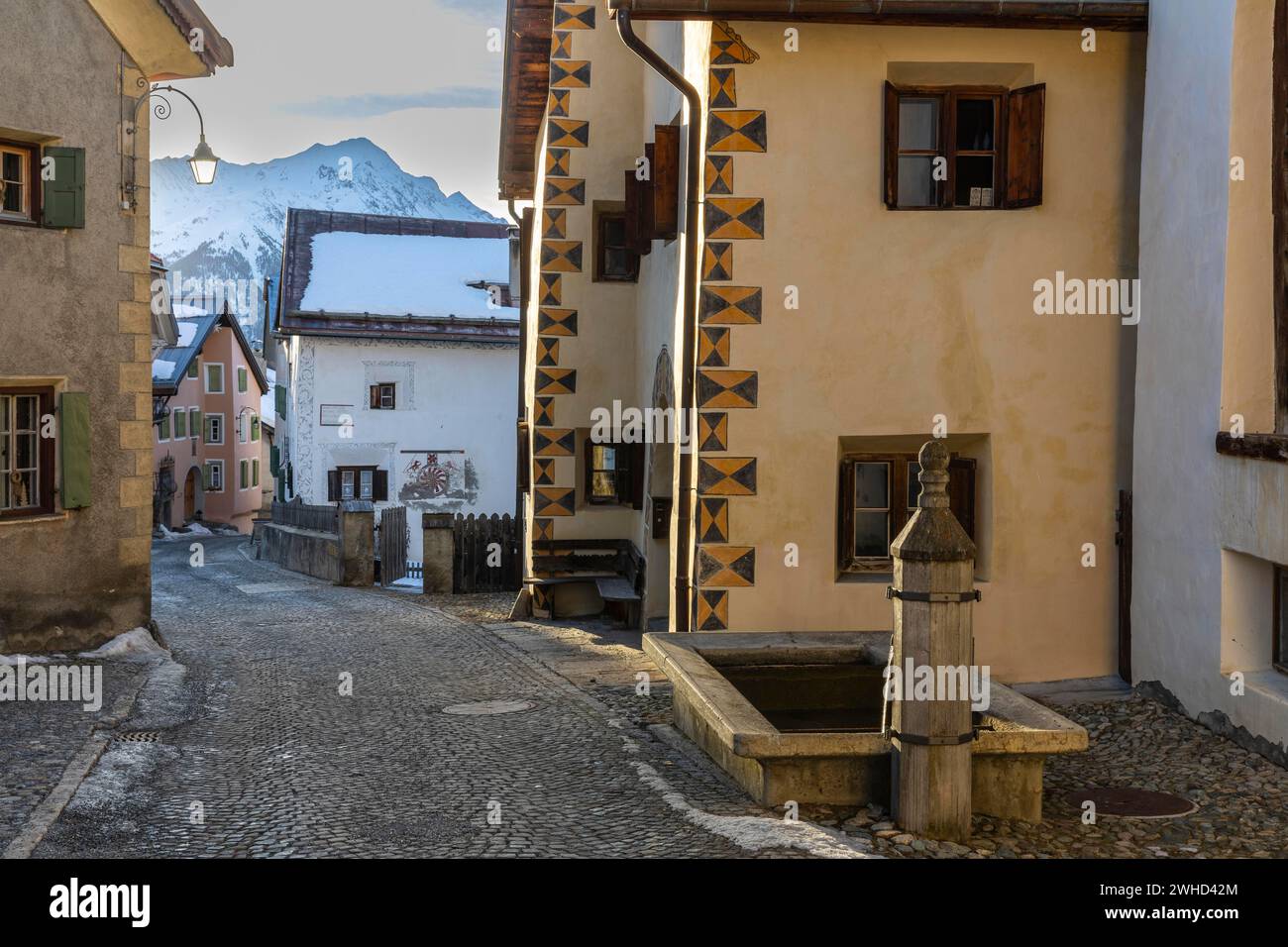Historic houses, sgraffito, facade decorations, historic village ...