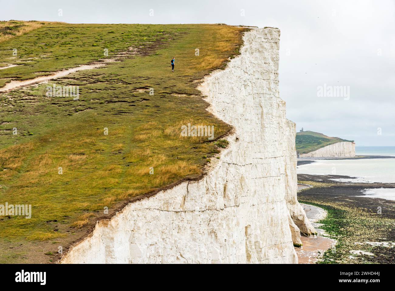 Seven Sisters chalk cliffs on the English south coast between Seaford ...