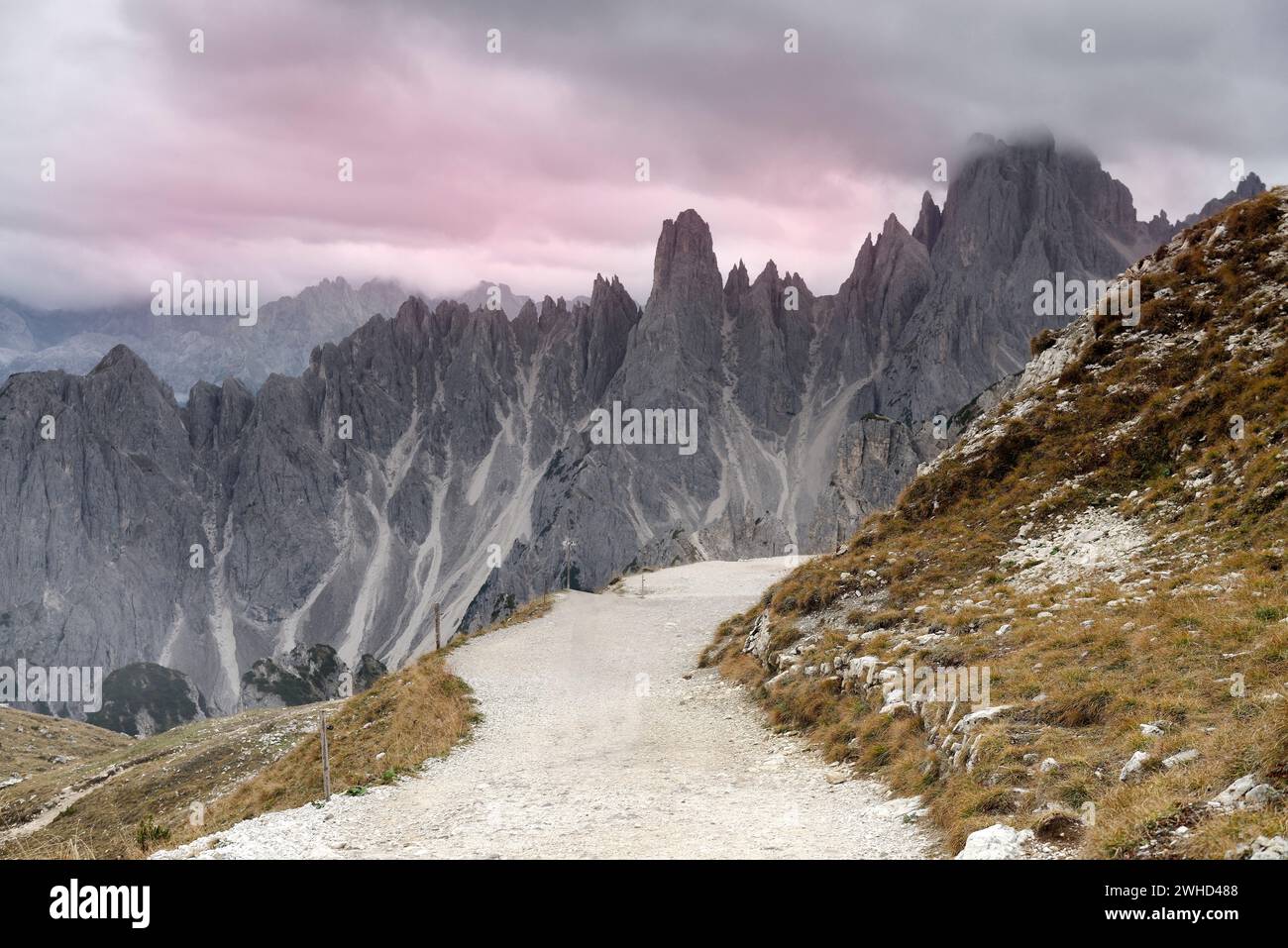 View from the Three Peaks circular hiking trail to the Cadini Group ...