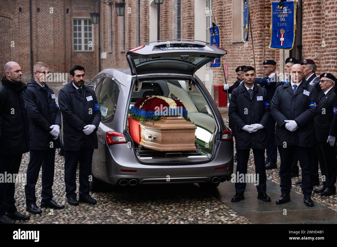 Venaria Reale, Italy. 9 February 2024. The coffin of Vittorio Emanuele ...