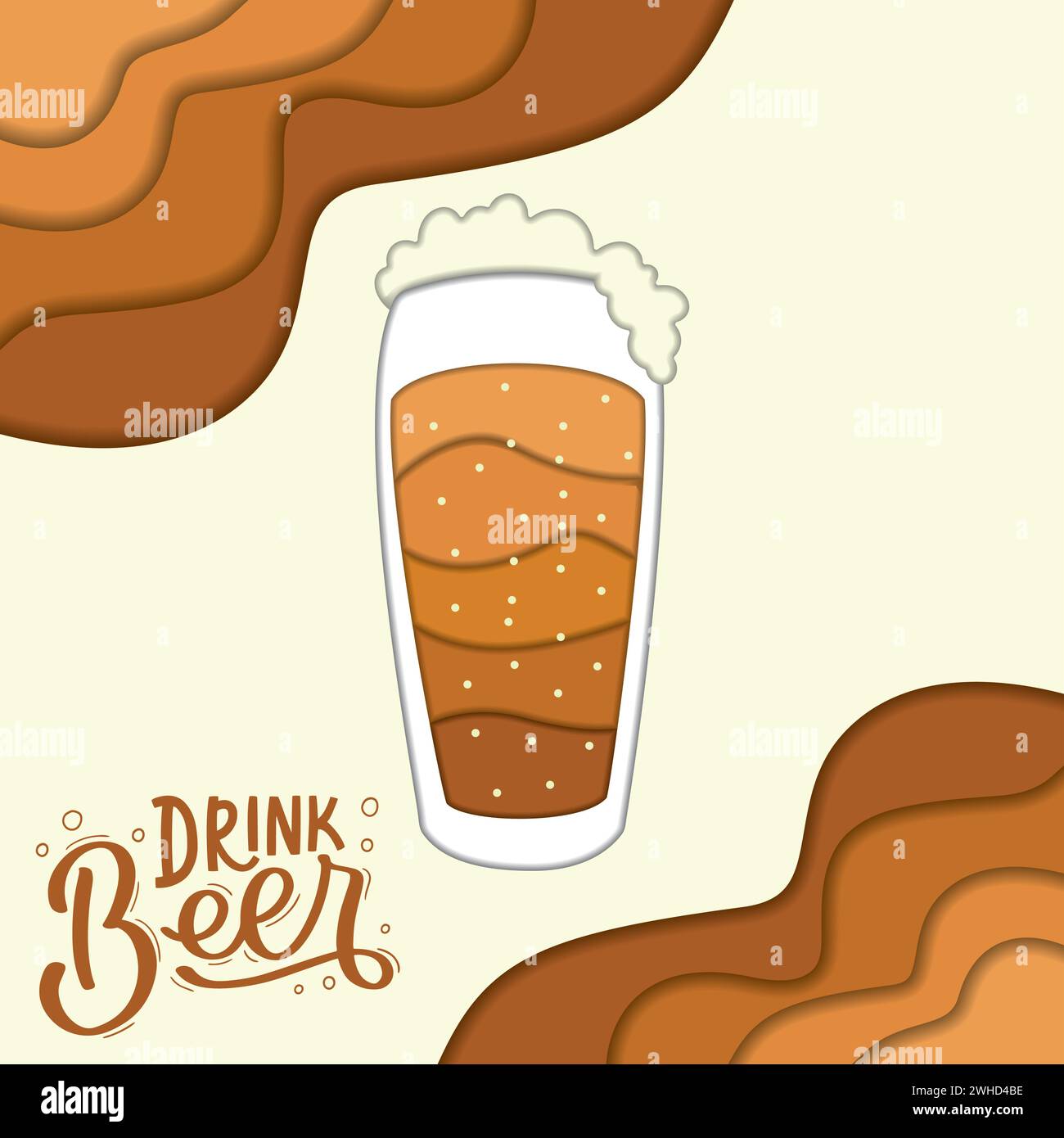 Colored layered background with beer cup Vector Stock Vector Image ...