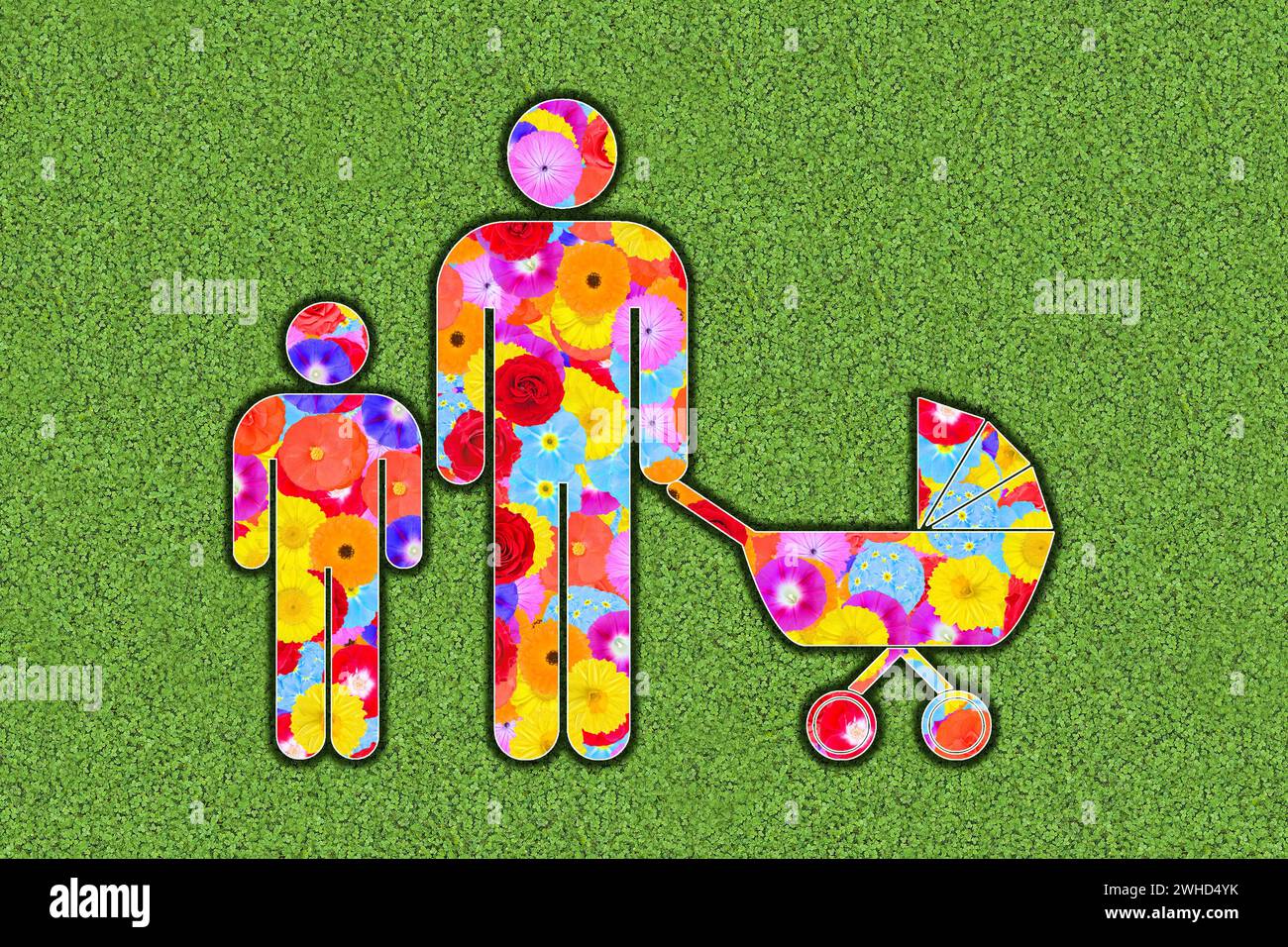 Pictogram of man with a child, son, and baby in a pram, designed with ...