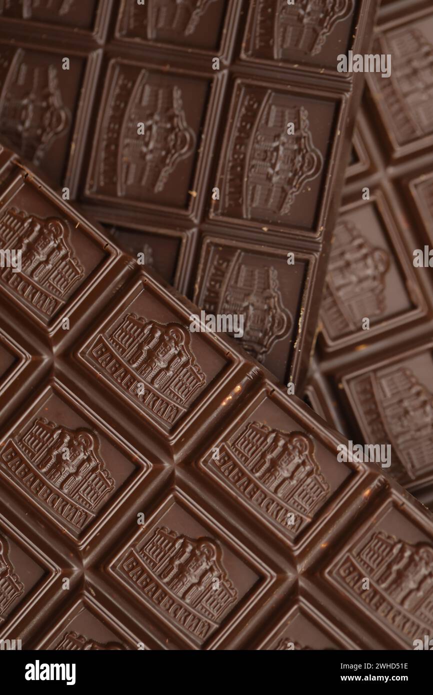 KHARKIV, UKRAINE - JANUARY 27, 2021 Babayevskiy chocolate square bar ...