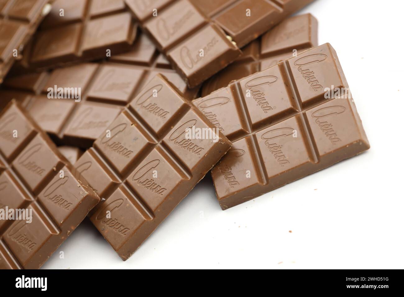 KHARKIV, UKRAINE - JANUARY 27, 2021 Alyonka chocolate square bars ...