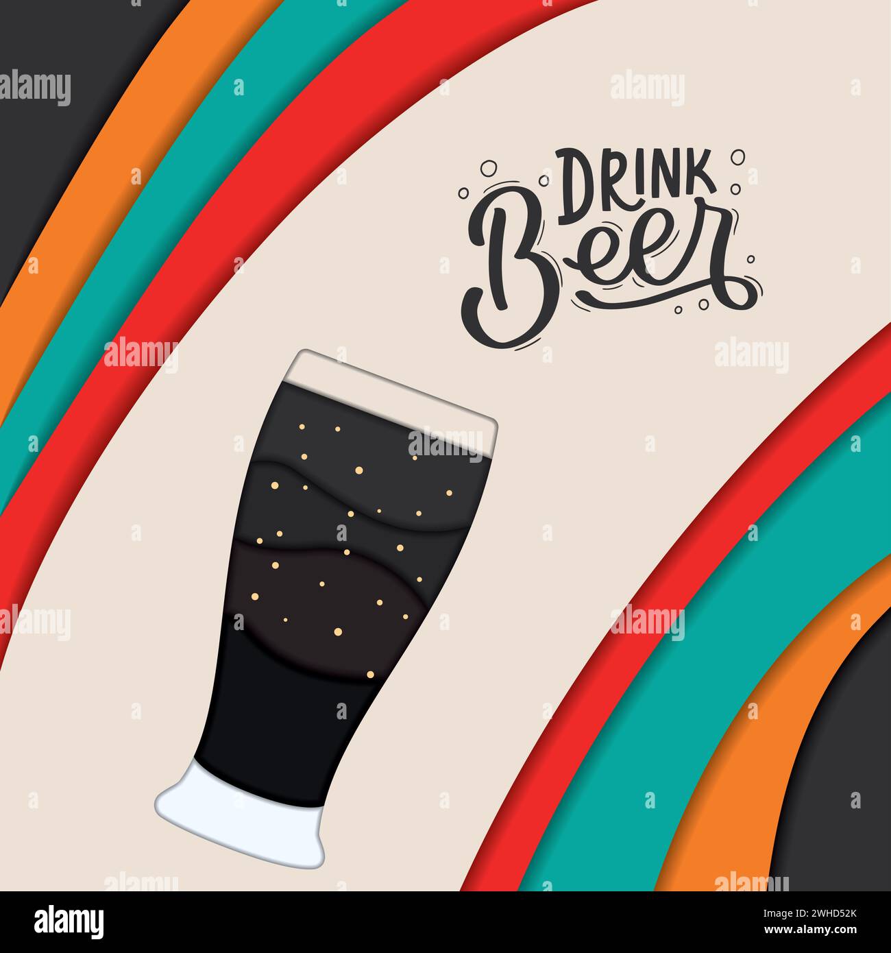 Colored layered background with beer cup Vector Stock Vector Image ...