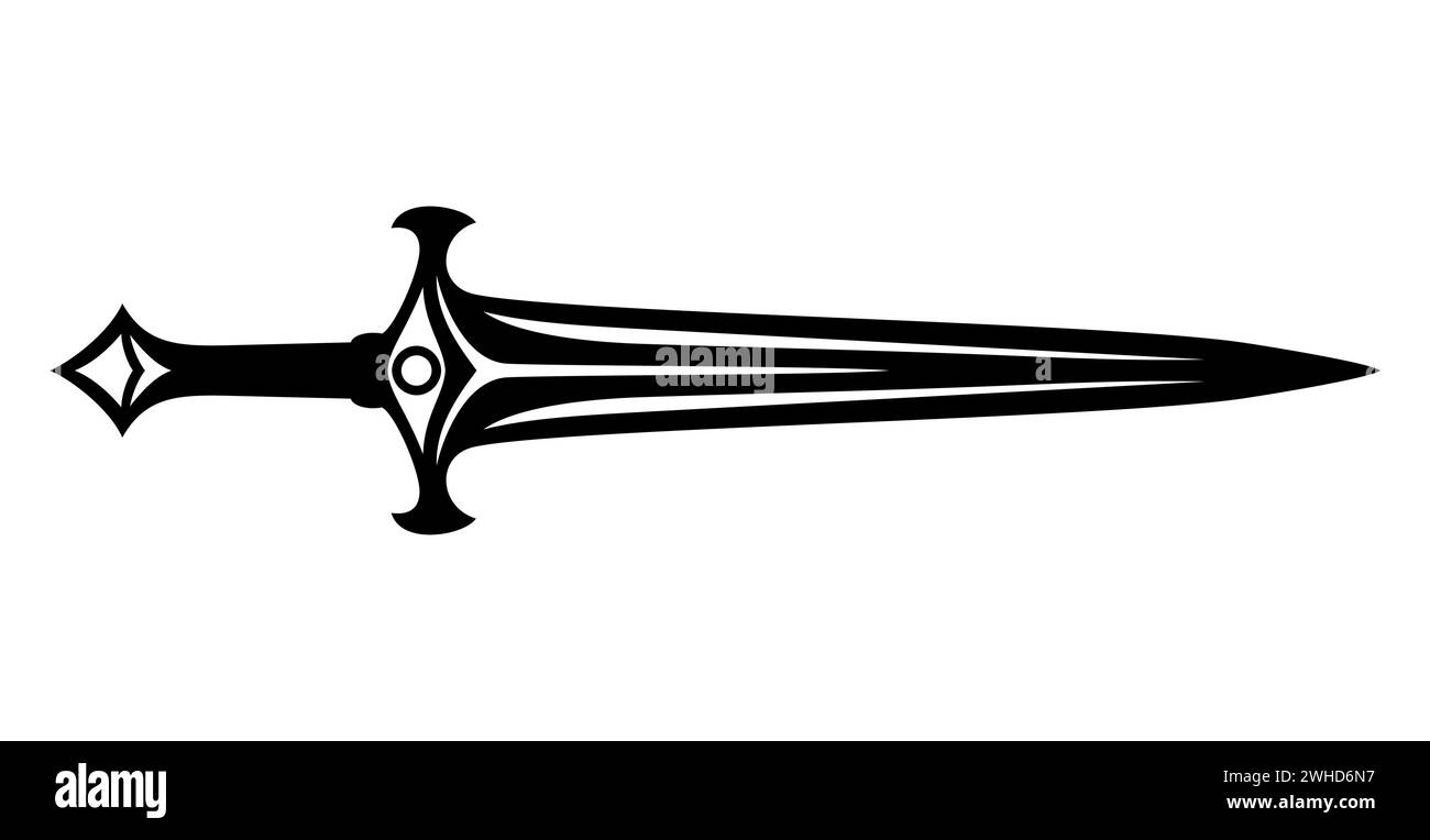 Fantasy sword icon. Medieval sword and futuristic weapon for game ...