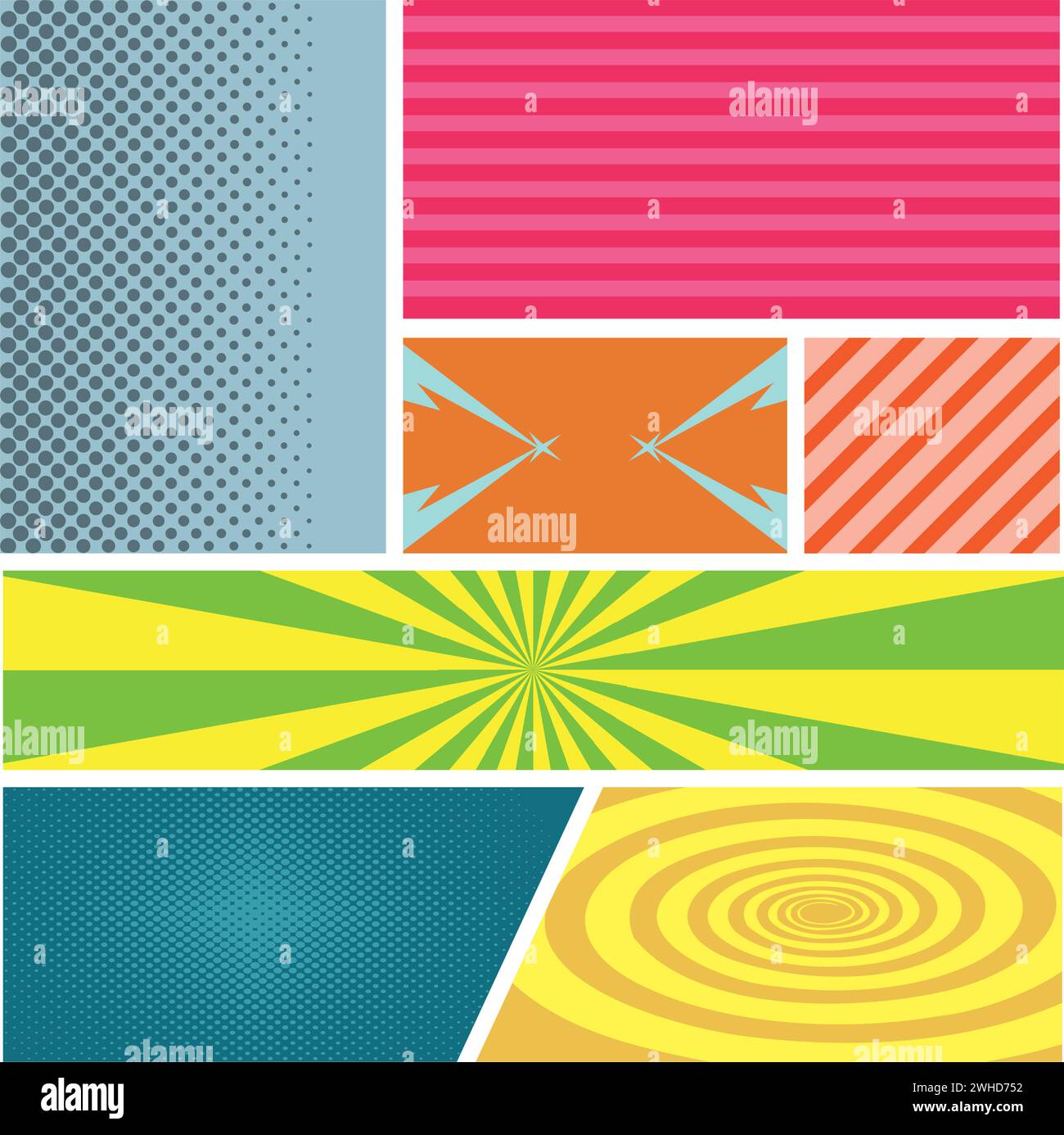 Colored comic page background with halftone effects Vector Stock Vector ...