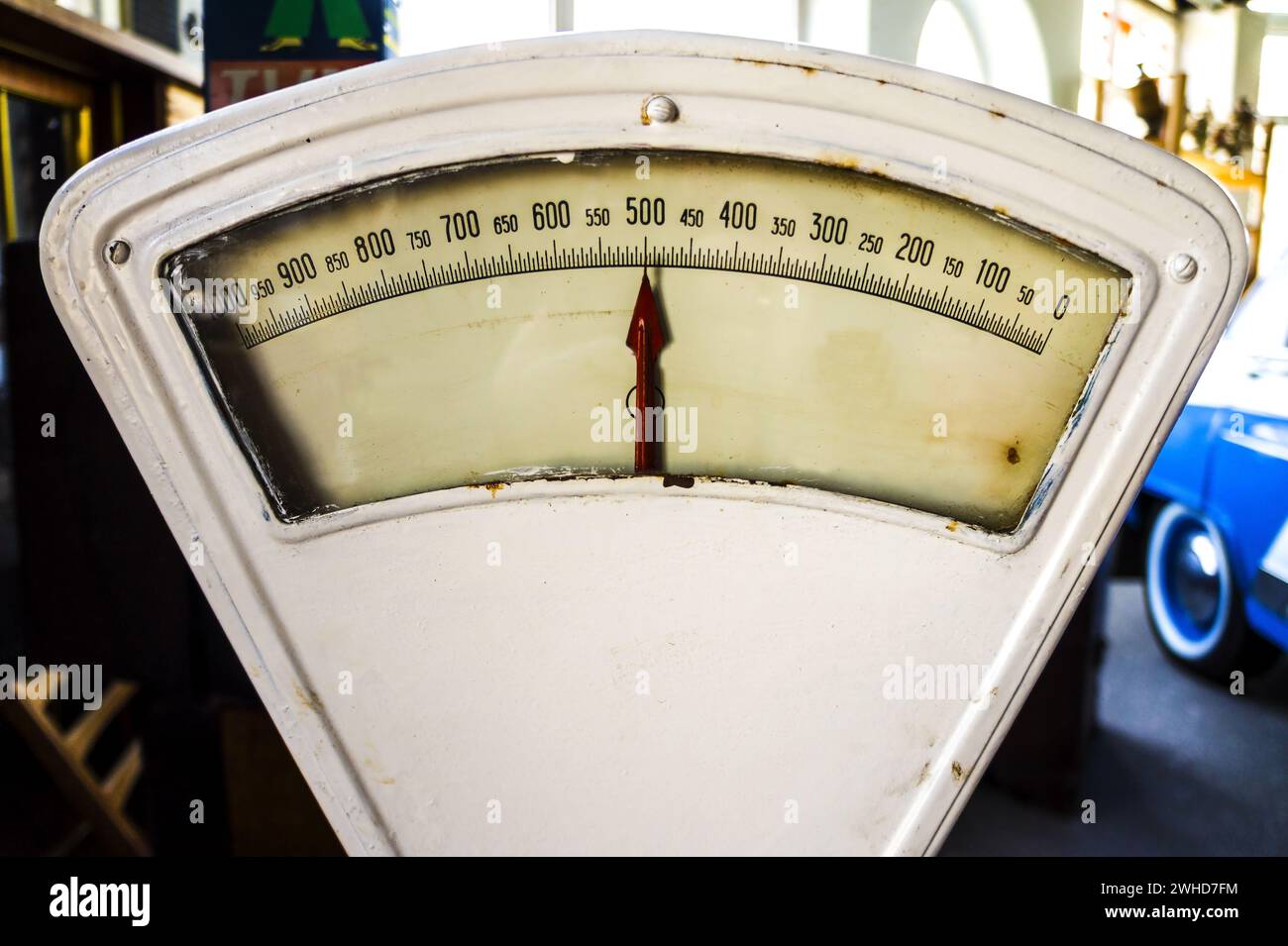 Libra. Old weighing dial of scales. Vintage mechanical scales Stock ...