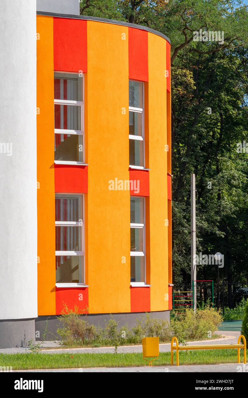 modern school house. modern building exterior. facade of a modern ...