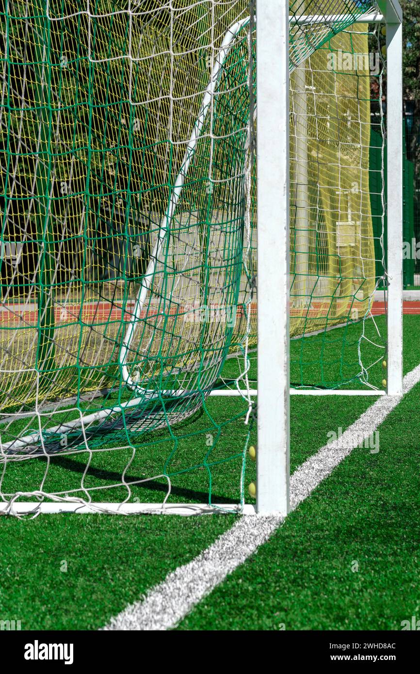soccer gates. Football goal at the stadium. Football field with ...