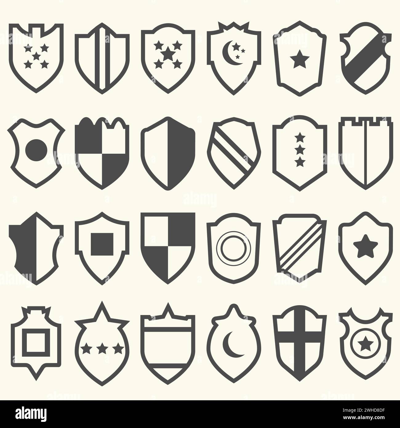 Set of shield icons with symbols. Vector illustration Stock Vector ...