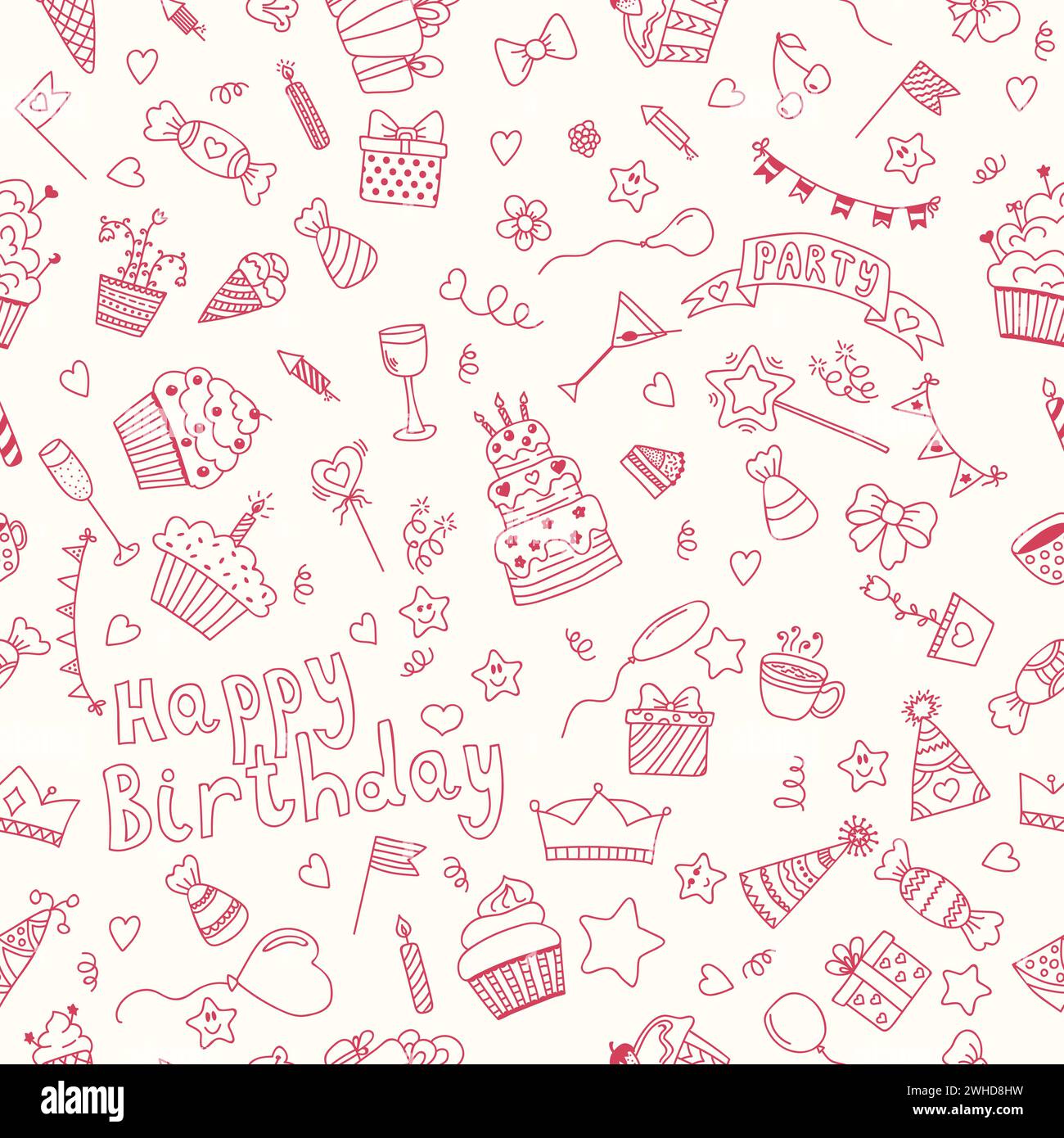 Seamless pattern with Birthday elements. Birthday party background ...