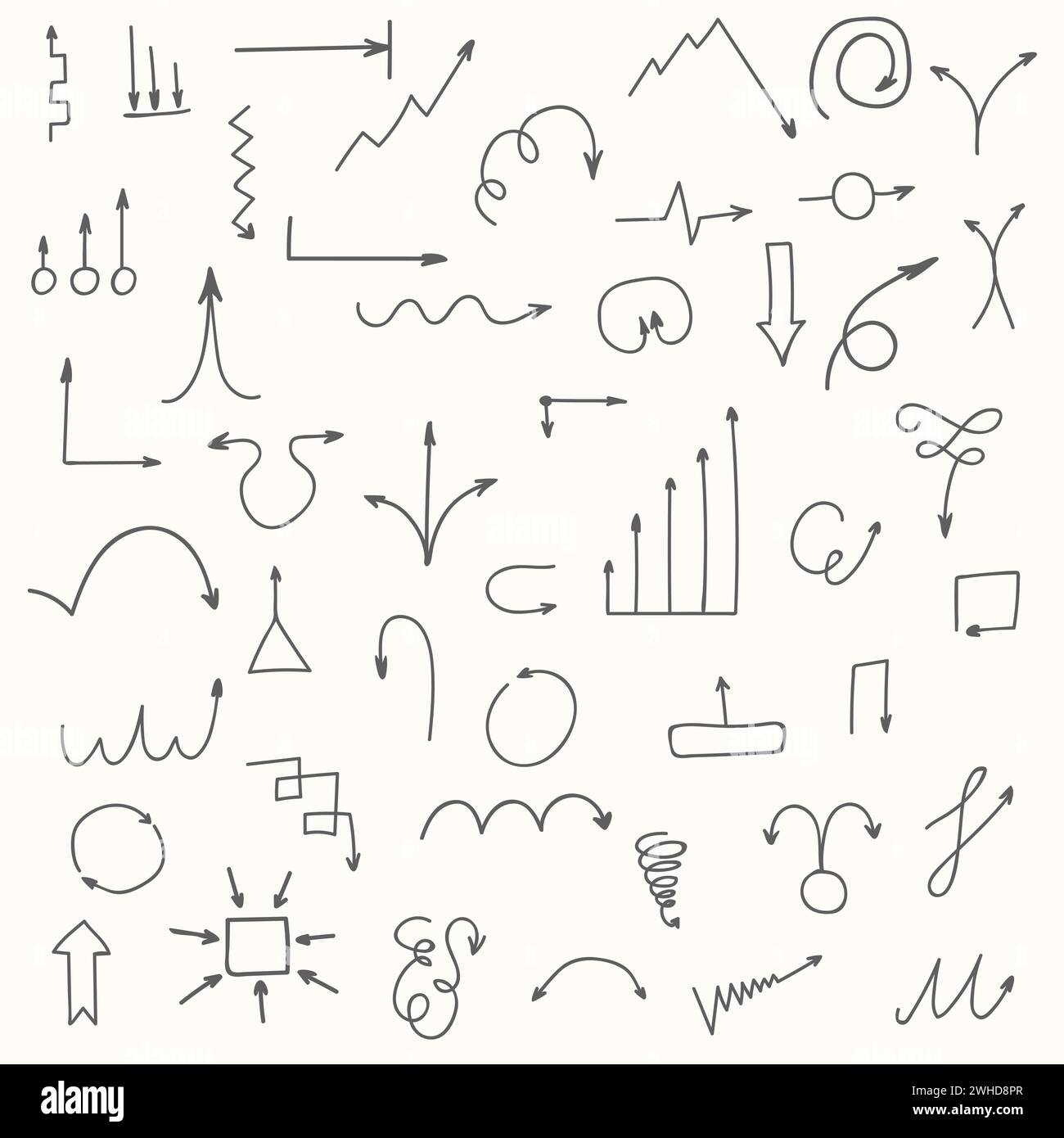 Set of hand drawn arrows. Sketched style. Vector illustration Stock ...