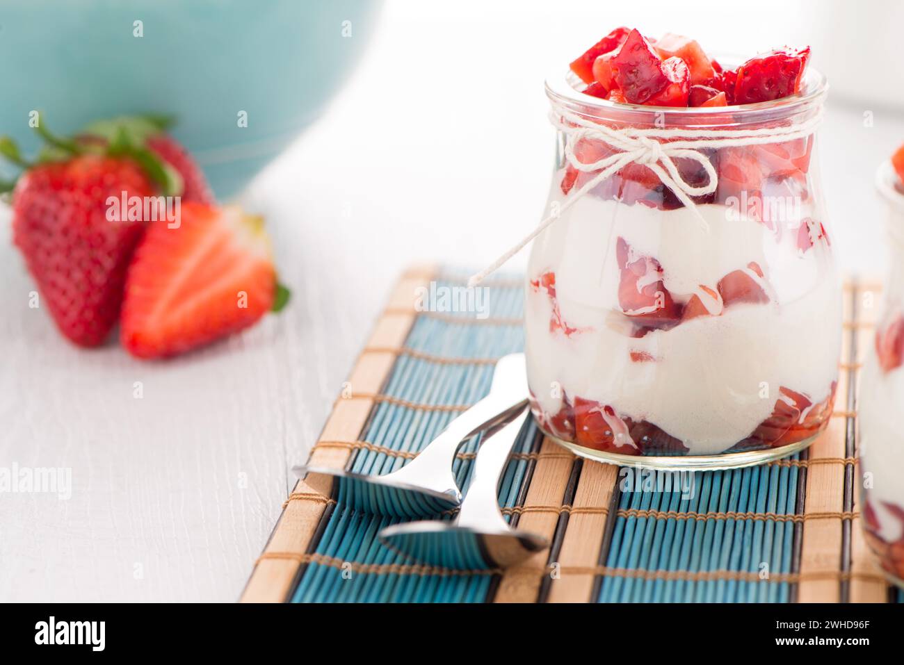 Strawberries desert with cream Stock Photo - Alamy