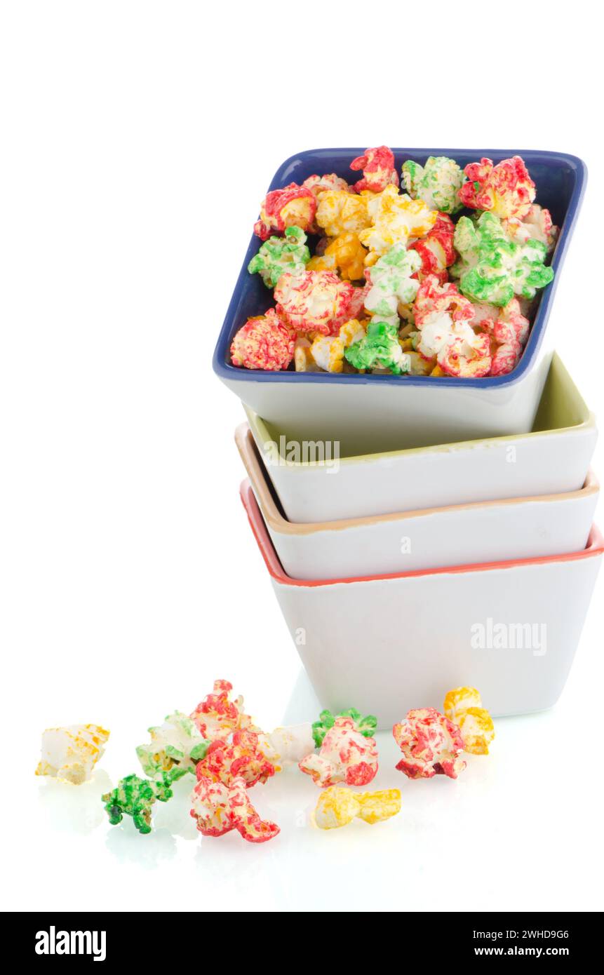 Pile of ceramic bowls of popcorn Stock Photo - Alamy