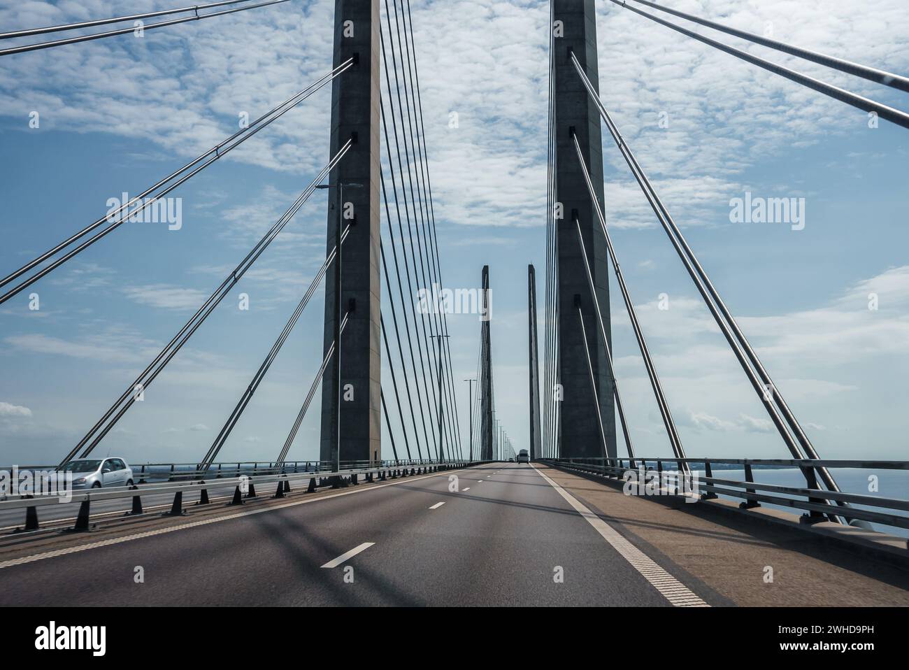 Modern Oresund Bridge Connecting Copenhagen and Malmo on a Clear Day ...