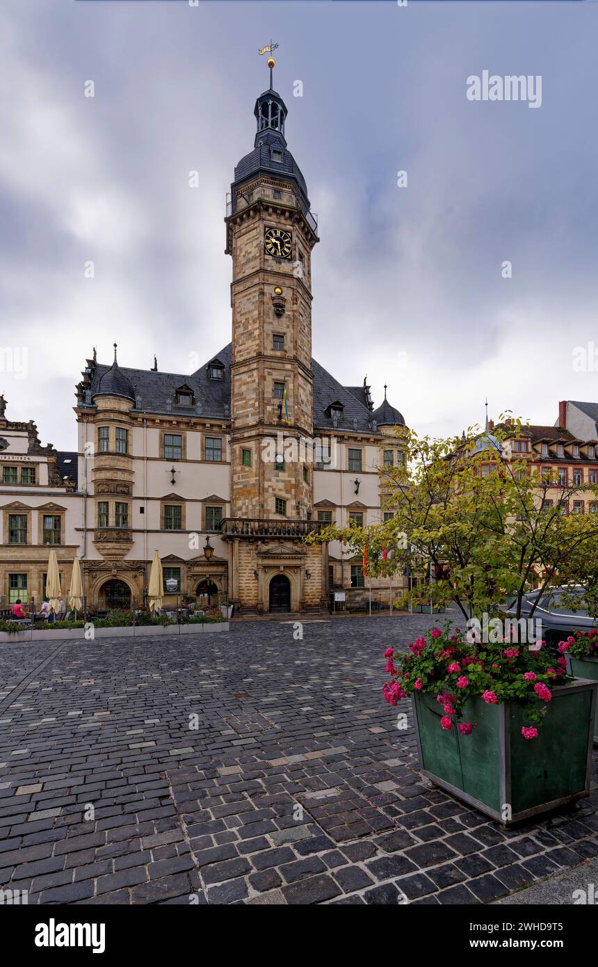 The town hall on the market square in the historic old town of ...
