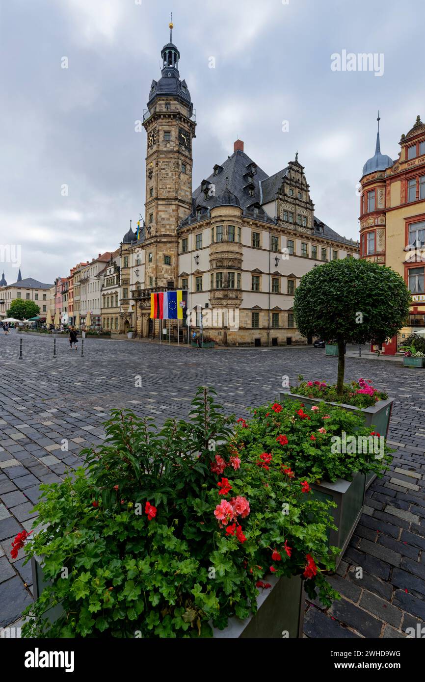 The town hall on the market square in the historic old town of ...
