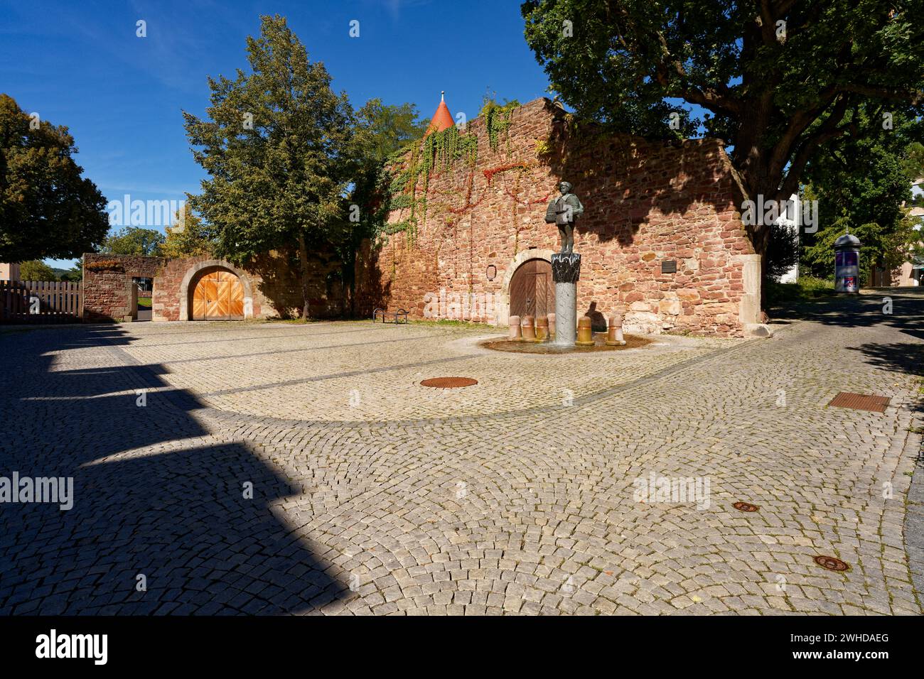 Remains of the former town wall at the Bad Kissingen public baths ...