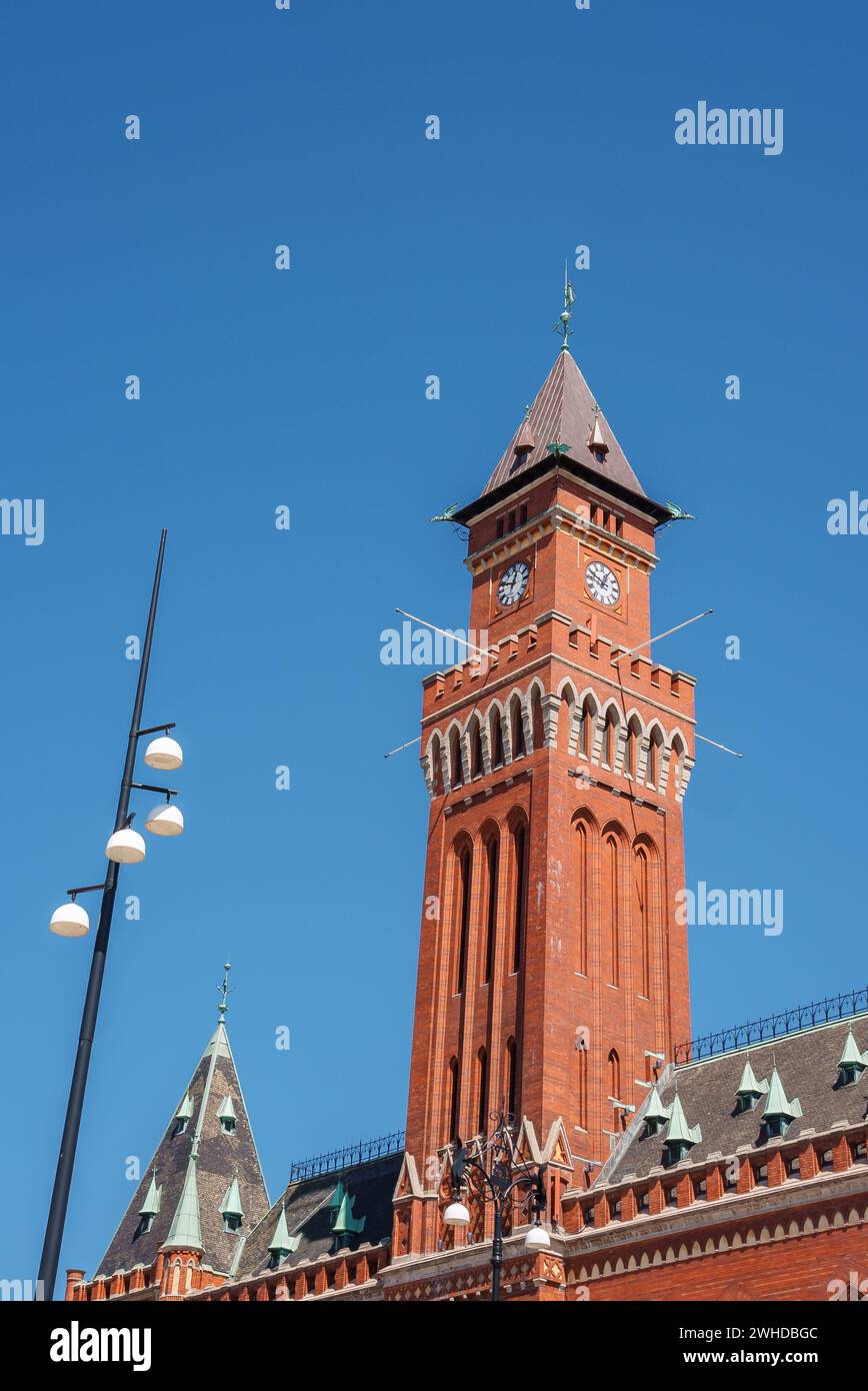 Red Brick Tower in Gothic Revival Style with Clock, in Helsingborg ...