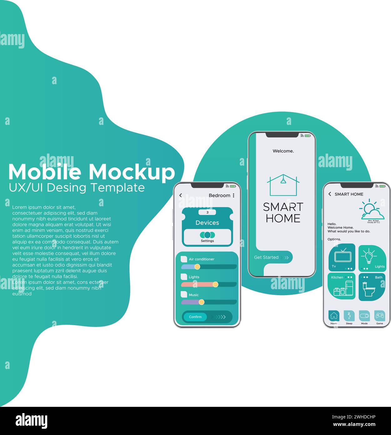 Colored mobile app mockup templates Vector Stock Vector Image & Art - Alamy