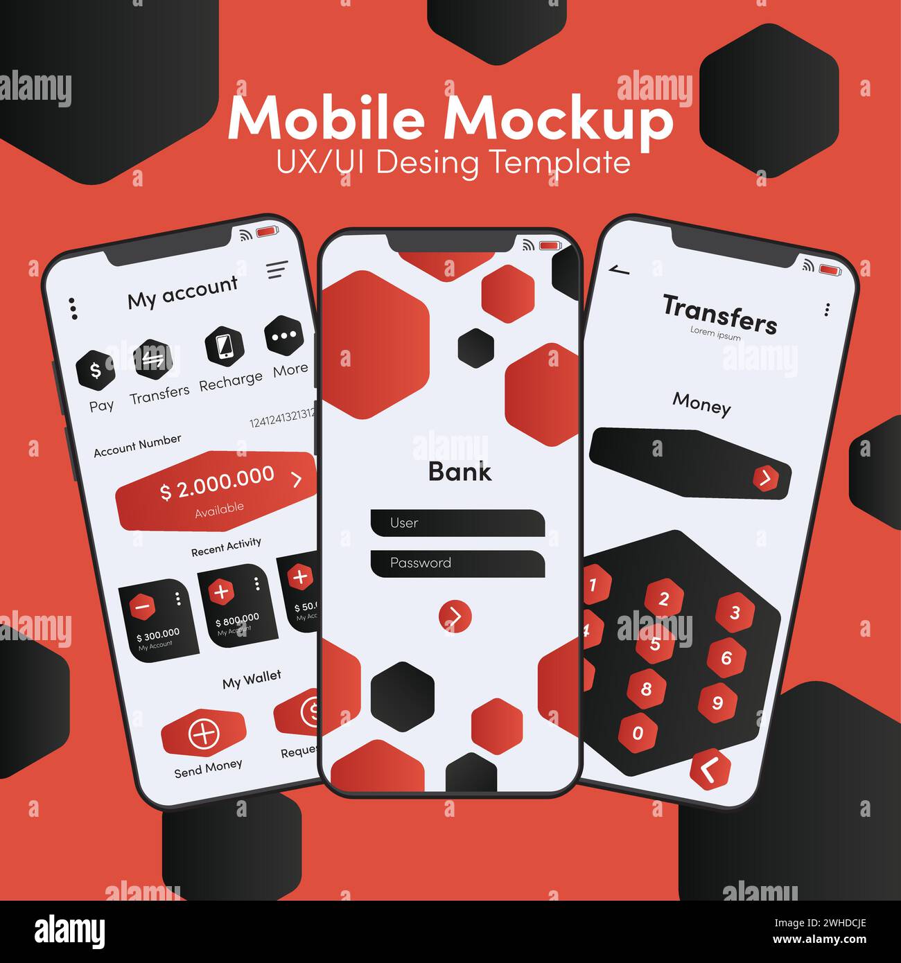Colored mobile app mockup templates Vector Stock Vector Image & Art - Alamy
