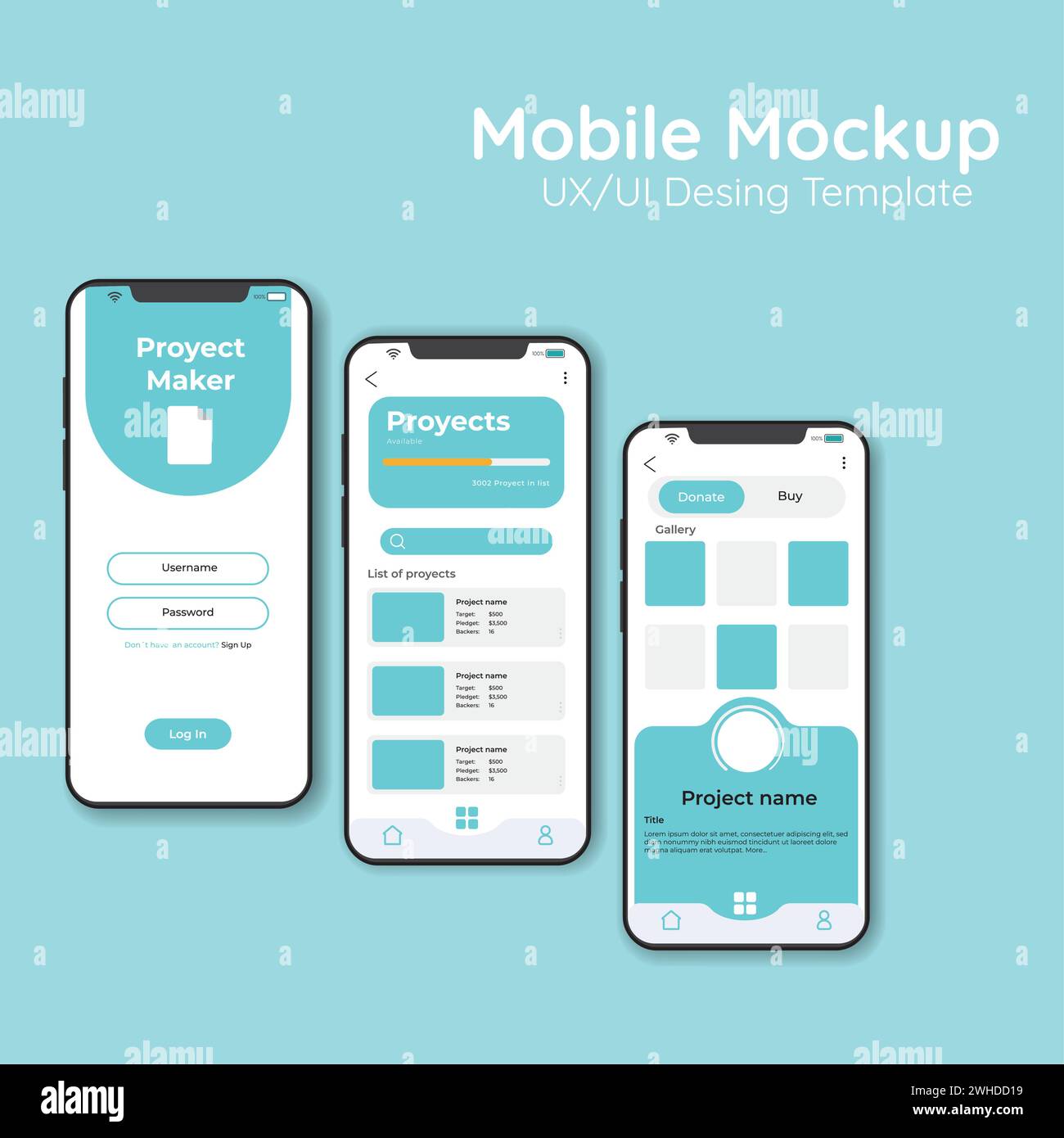 Colored mobile app mockup templates Vector Stock Vector Image & Art - Alamy