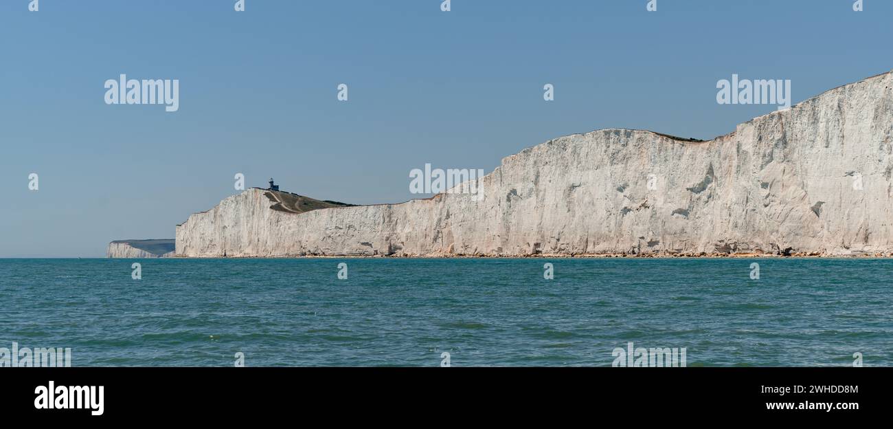 Belle Tout Lighthouse on the chalk cliffs of Beachy Head and Seven ...