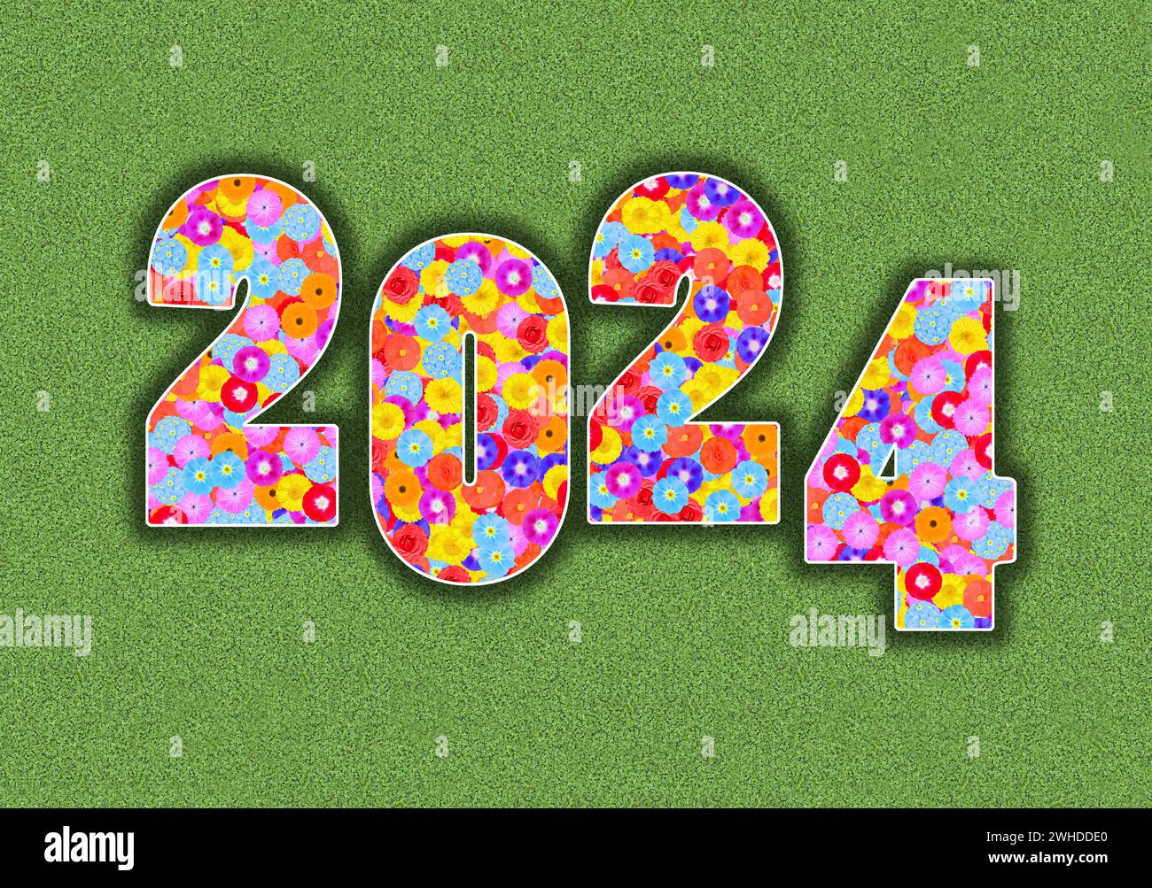Calendar year 2024 written with flowers Stock Photo - Alamy