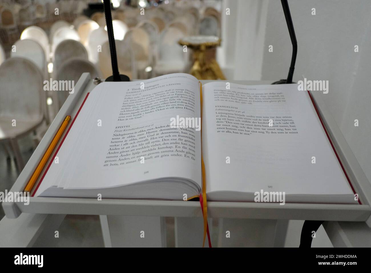 Pulpit with a sermon book hi-res stock photography and images - Alamy