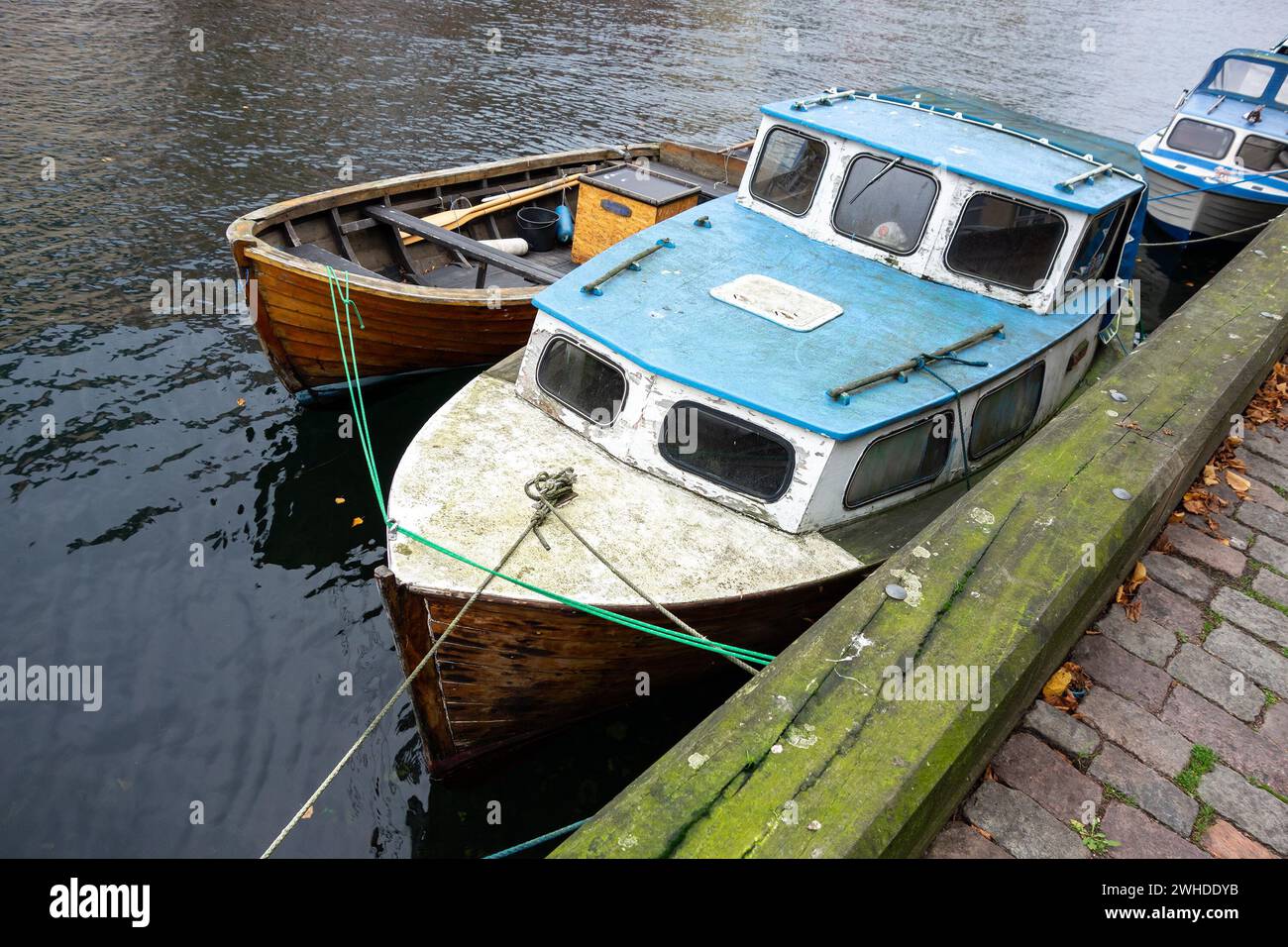 Abandoned boat at Christianshavn canal in Copenhagen, Denmark, EU Stock ...