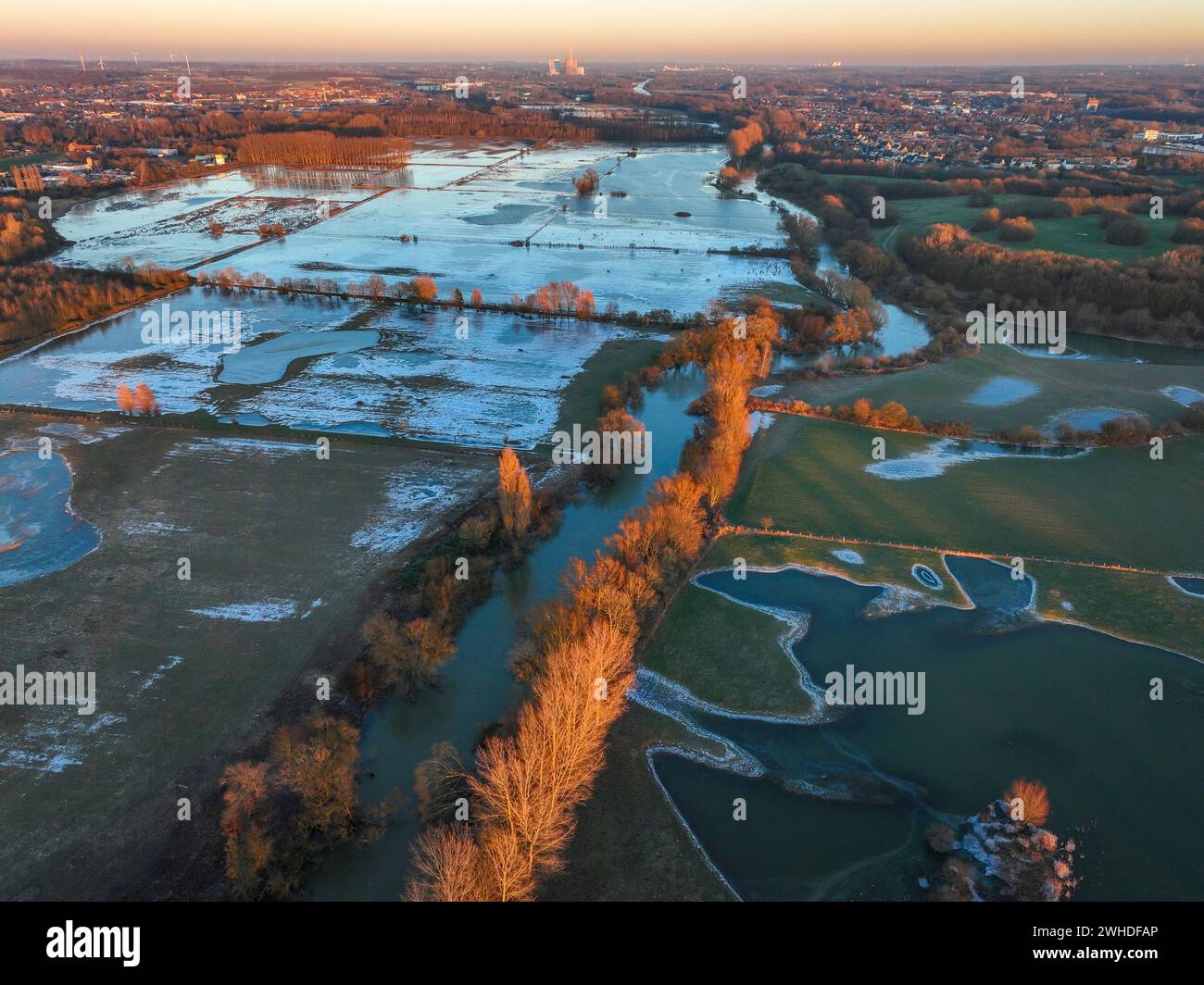 Werne-Bergkamen, North Rhine-Westphalia, Germany, flood on the Lippe ...