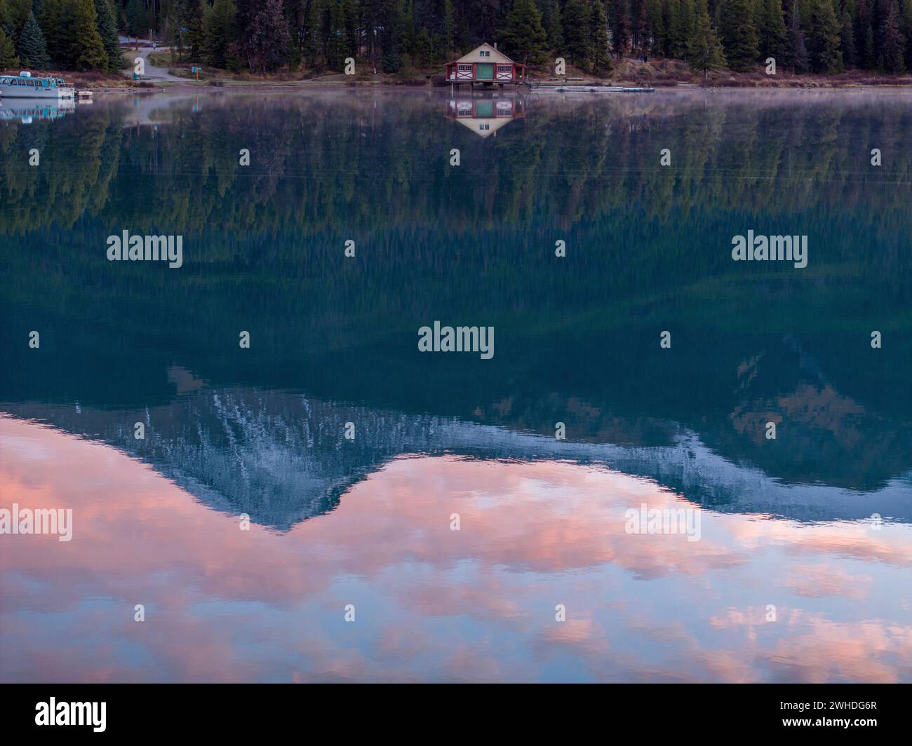 Maligne lake boathouse in hi-res stock photography and images - Alamy