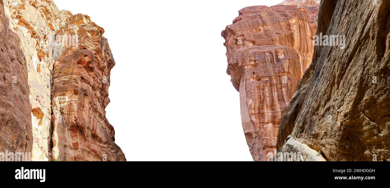 Mountains of Petra (carved on white background), Jordan, Middle East ...