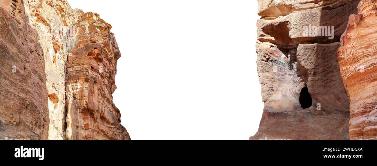 Mountains of Petra (carved on white background), Jordan, Middle East ...