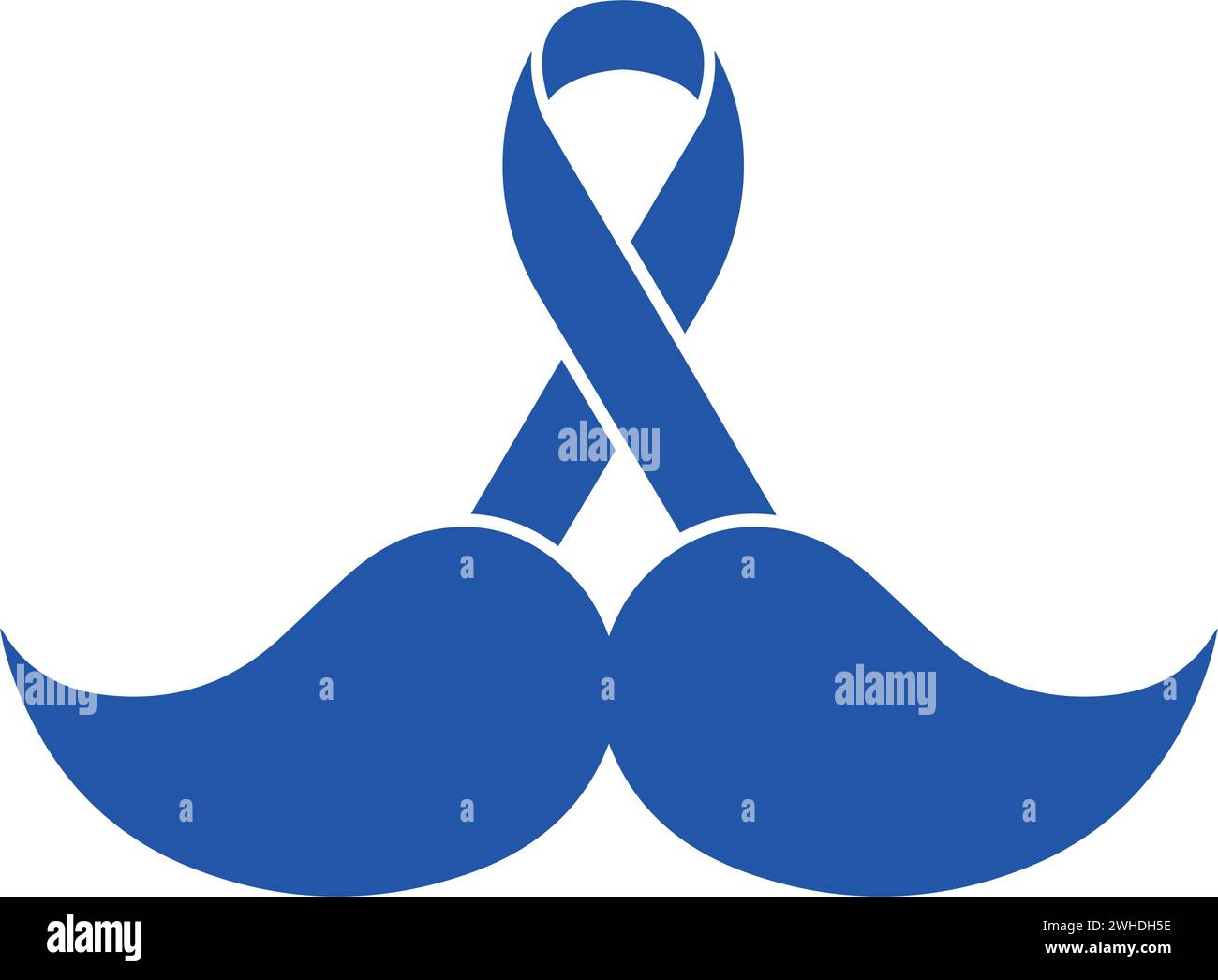Blue prostate cancer awareness ribbon with mustache icon Vector Stock ...