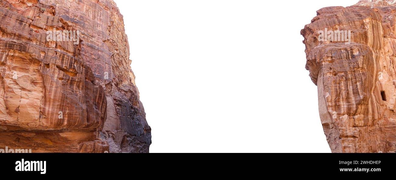 Mountains of Petra (carved on white background), Jordan, Middle East ...