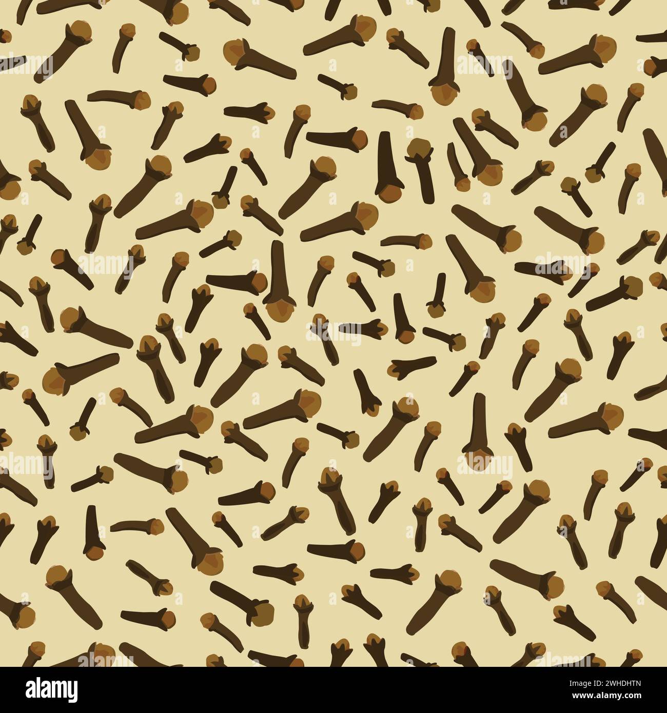 Illustrated different cloves buds seamless pattern; several cloves buds ...