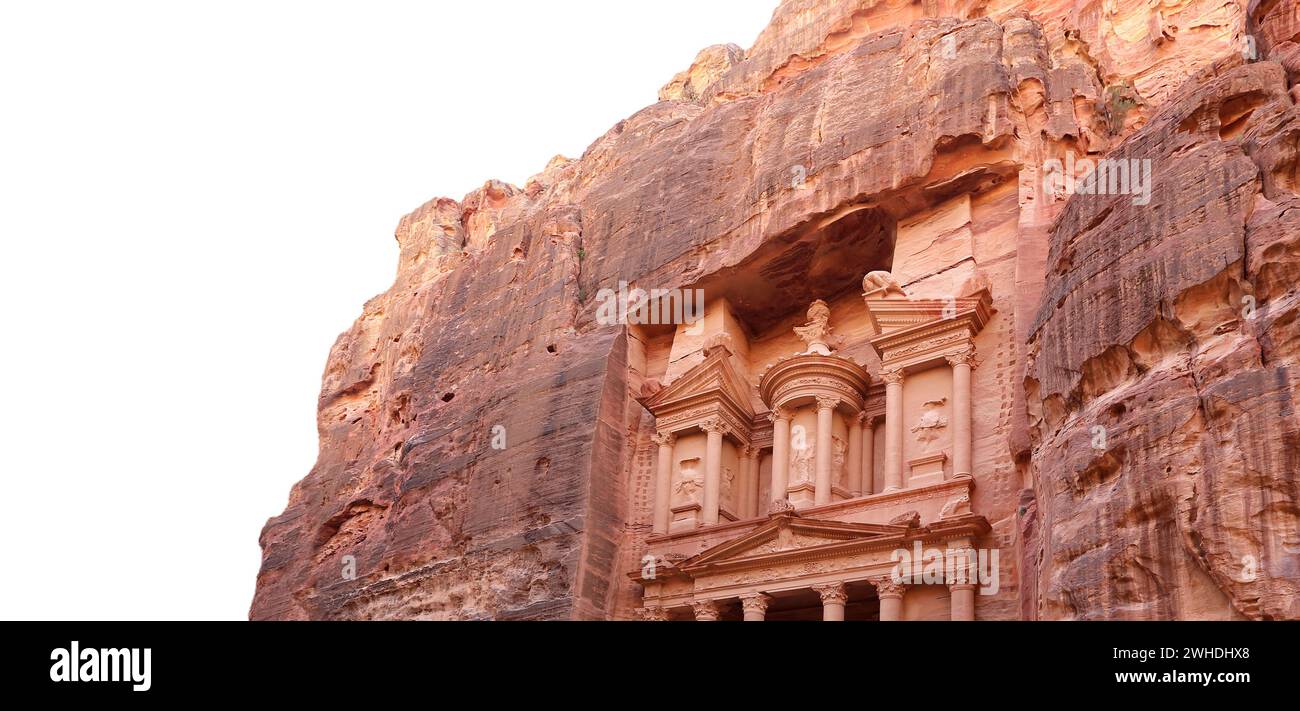 Al Khazneh or The Treasury (carved on white background). Petra, Jordan ...