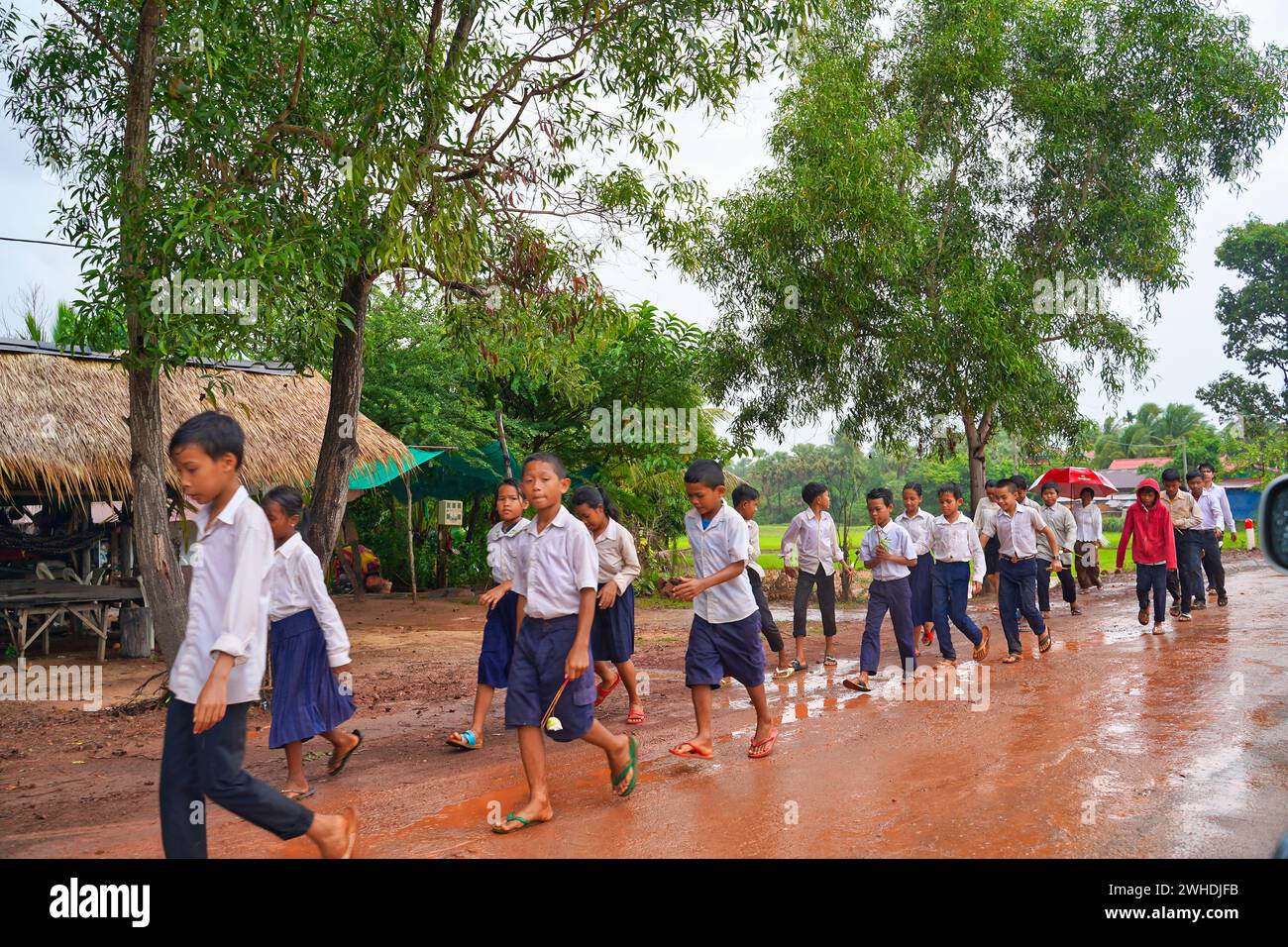 Siem Reap,Camboda,July 4, 2019-Cambodian school children on their way ...