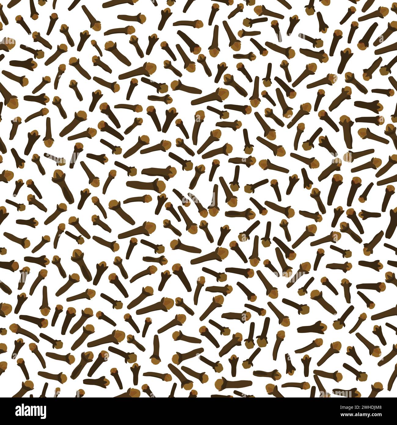 Cloves buds and seeds seamless pattern; flat design of brown dried cloves; vector illustration ...